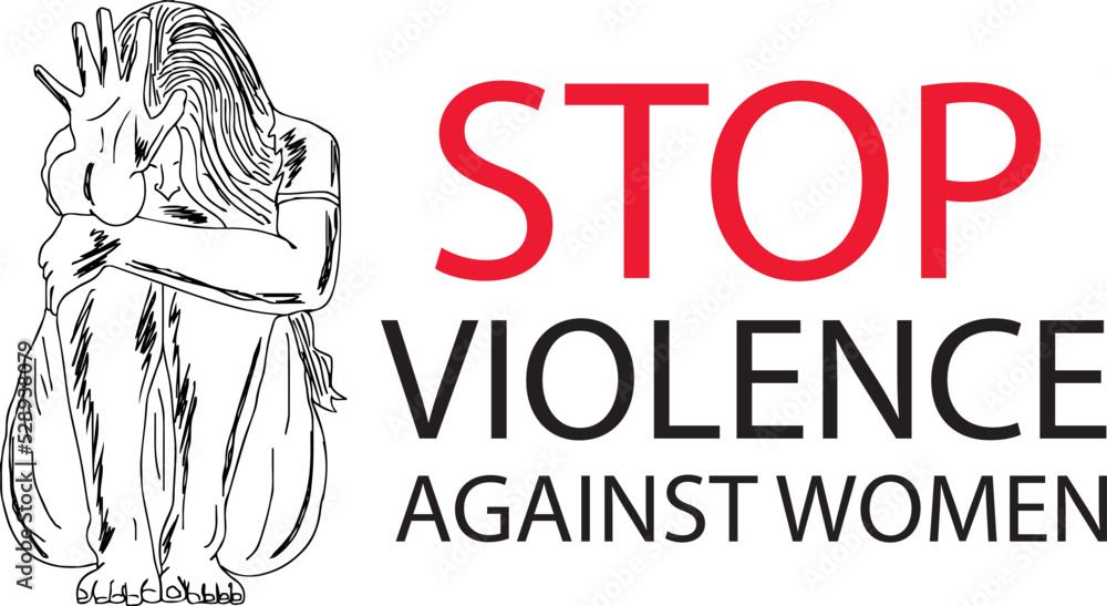 Stop violence against women concept sketch drawing poster, Stop Violence against women logo ...