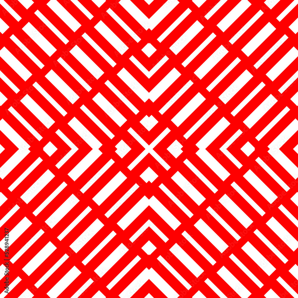 Repeated White Geometric Figures On Ree Background Seamless Surface Pattern Design With