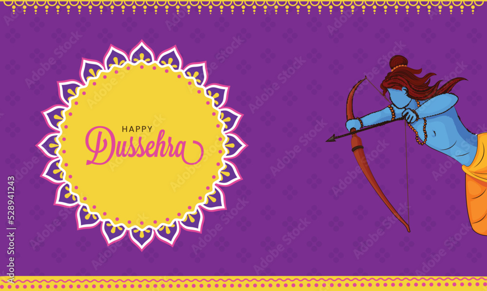 Happy Dussehra Festival Banner Design With Hindu Mythology Lord Rama ...