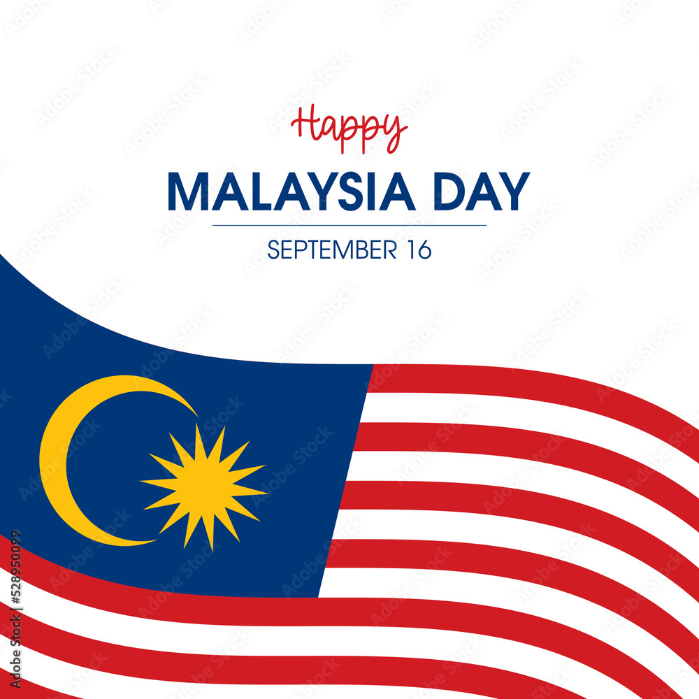 Happy Malaysia Day public holiday vector. Waving malaysian flag icon ...