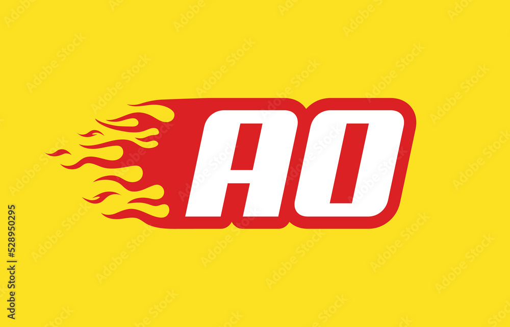 AO or A O fire logo vector design template. Speed flame icon letter for ...