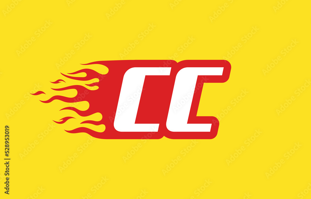 CC or C C fire logo vector design template. Speed flame icon letter for ...
