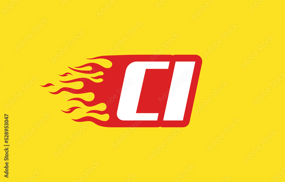 CI or C I fire logo vector design template. Speed flame icon letter for ...