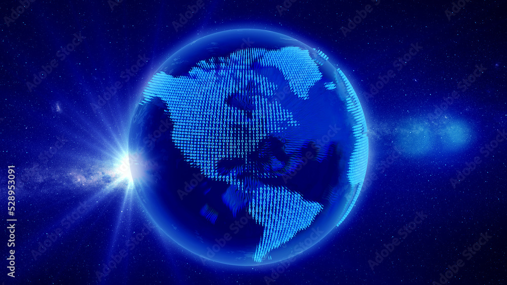 Technology background earth of binary code/Technology background earth ...