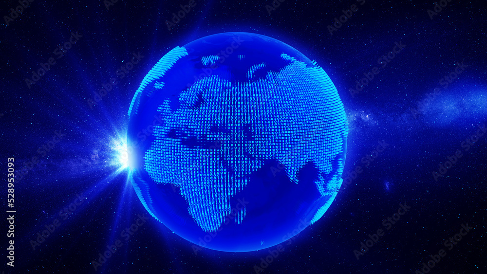 Technology background earth of binary code/Technology background earth ...