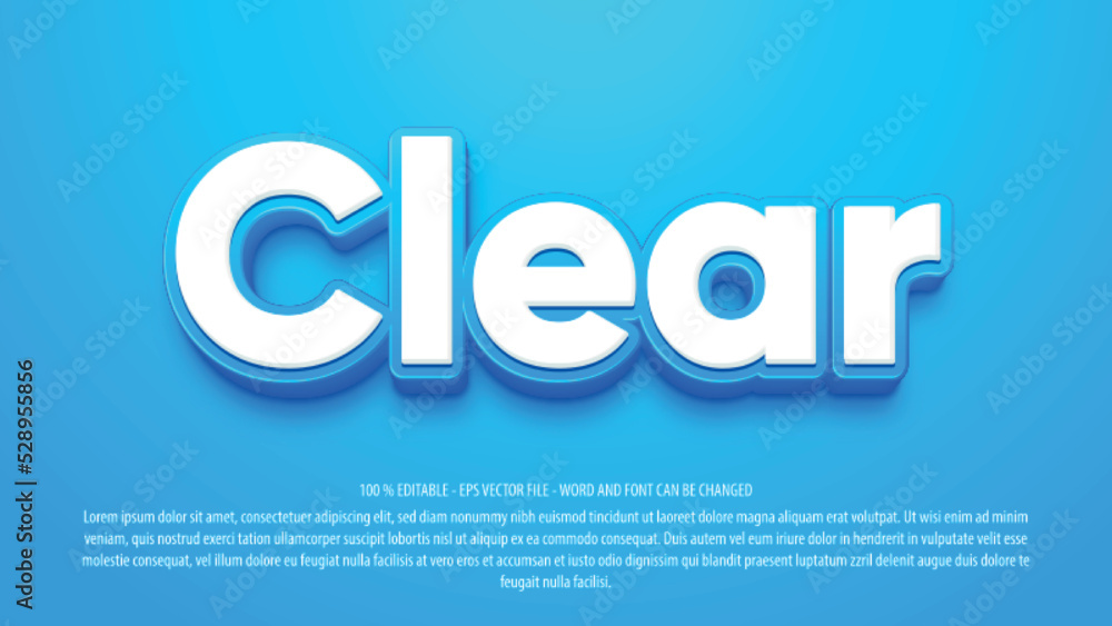Clear 3d editable text effect Stock Vector | Adobe Stock