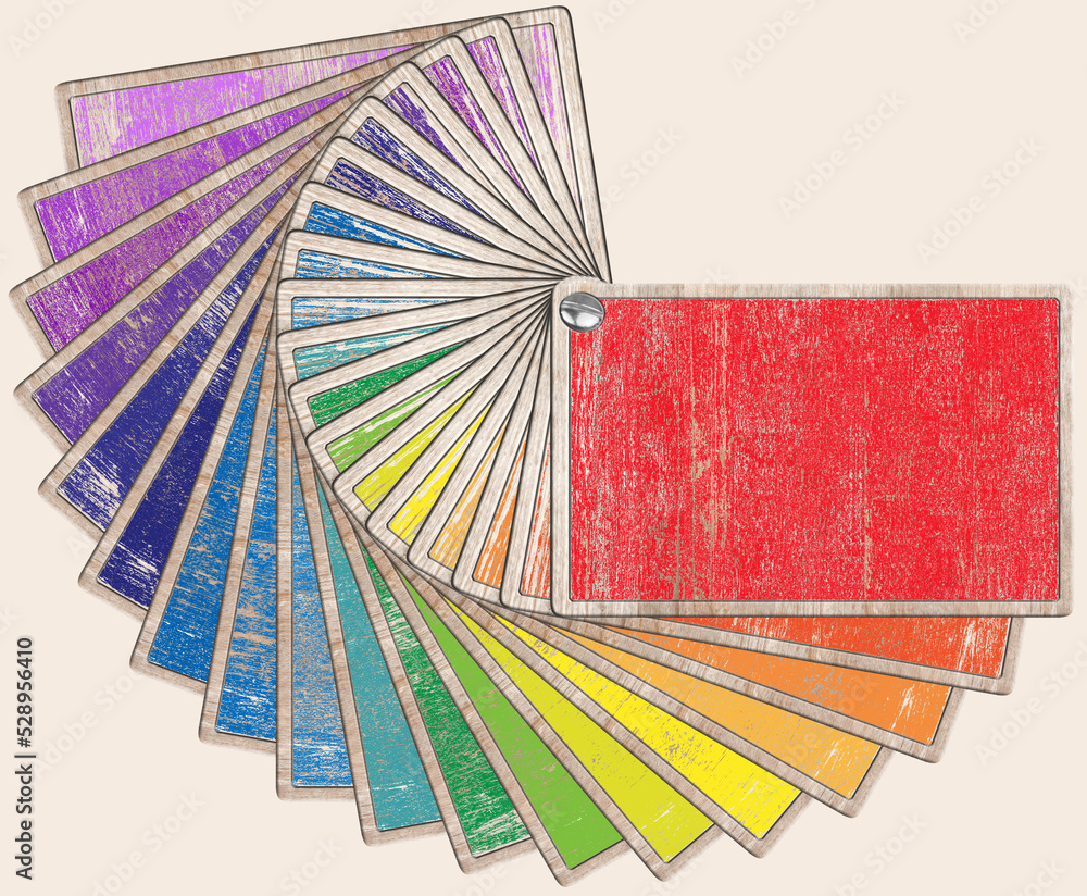 Nuancier plaquettes contreplaqué couleurs arc-en-ciel Stock Photo ...