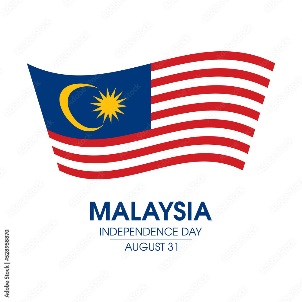 Hari Merdeka Malaysia Independence Day vector. Waving malaysian flag ...