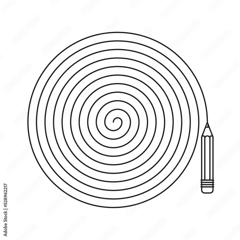 Spiral curve vector illustration. Pencil drawing. Stock Vector | Adobe ...