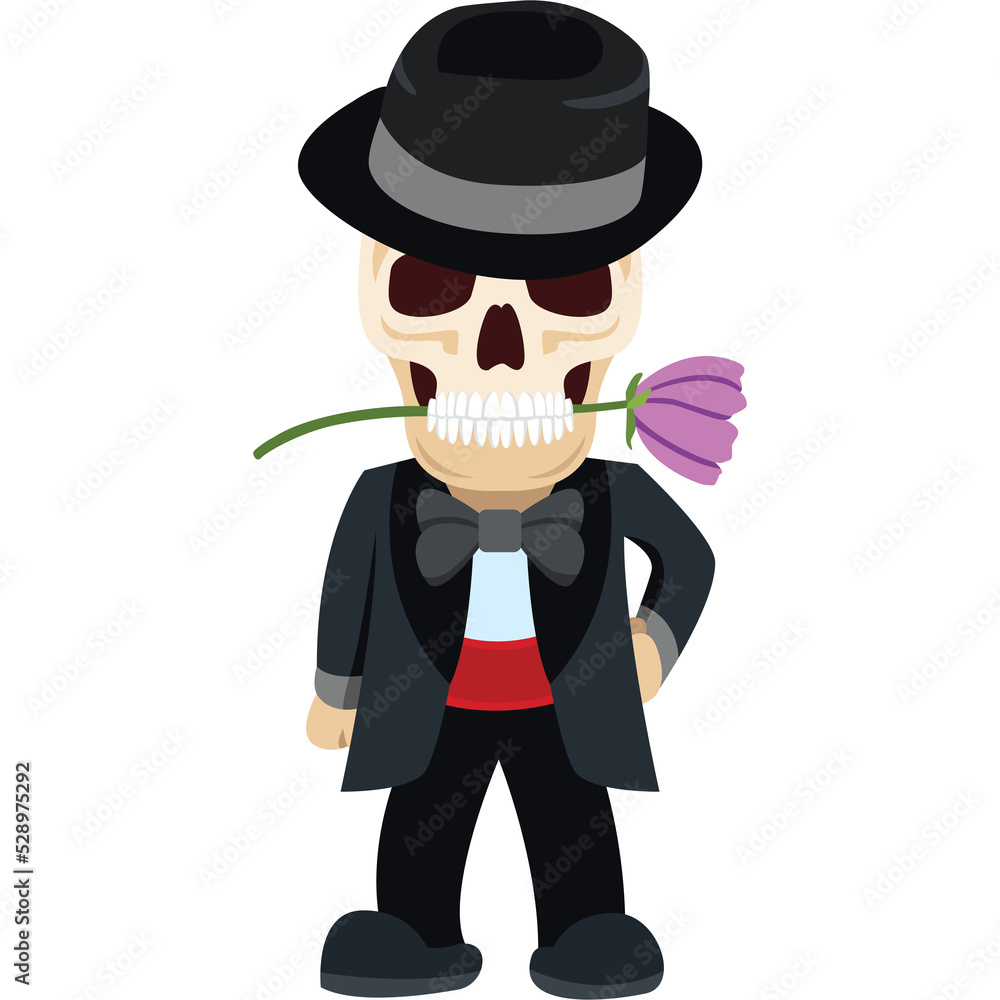 Skeleton ghost wearing a suit in halloween fancy to go trick or ...