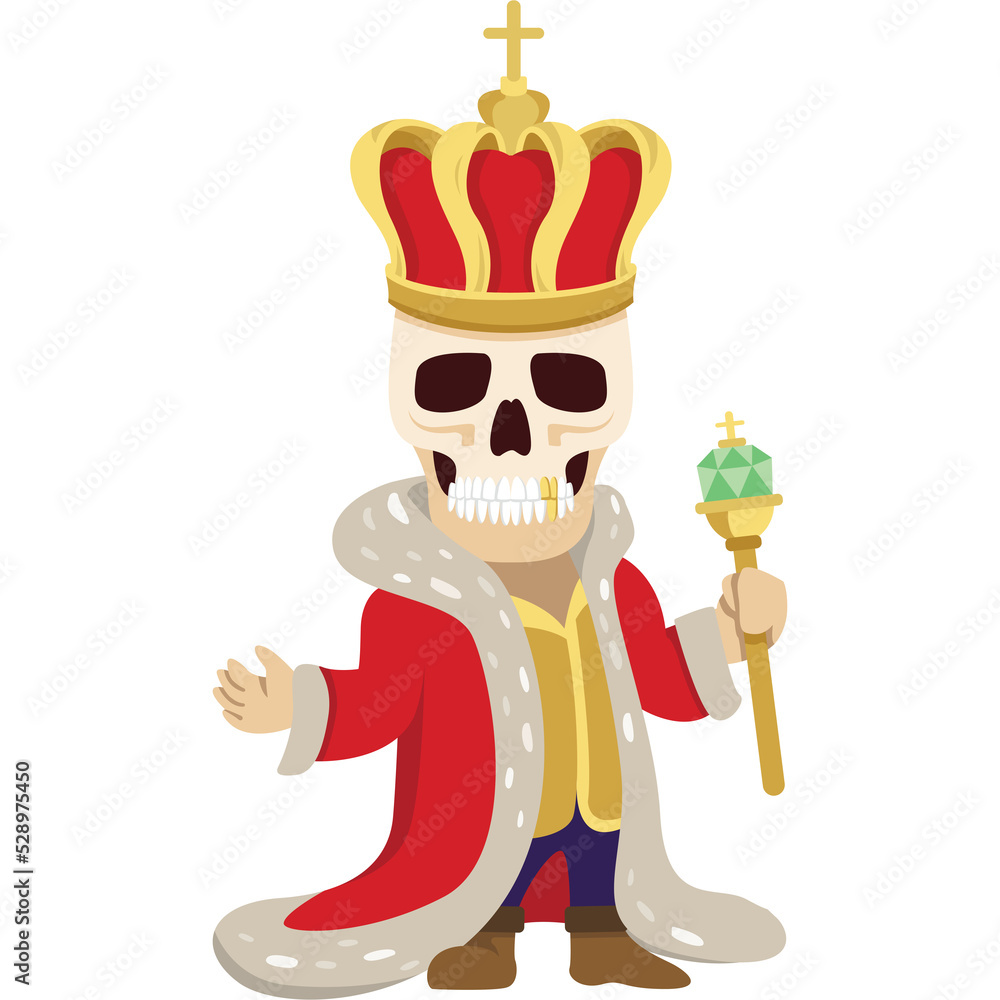 skeleton king wears a crown and holds a scepter in halloween fancy to ...