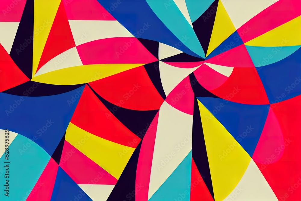 Colorful geometric pattern, pop art style. Vintage design wallpaper ...