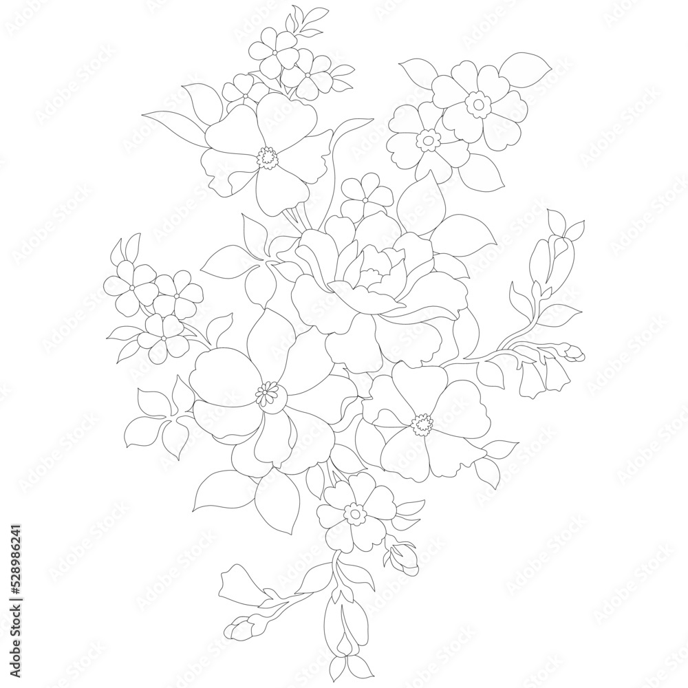 Flower Line Arts,Silhouette Art Line Flower Patterns,Outline Black And ...