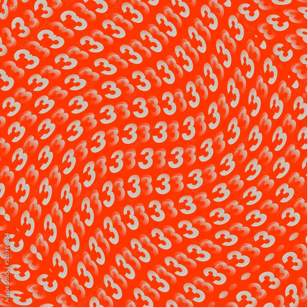 pattern and design from repeated white number 33 on bright red ...