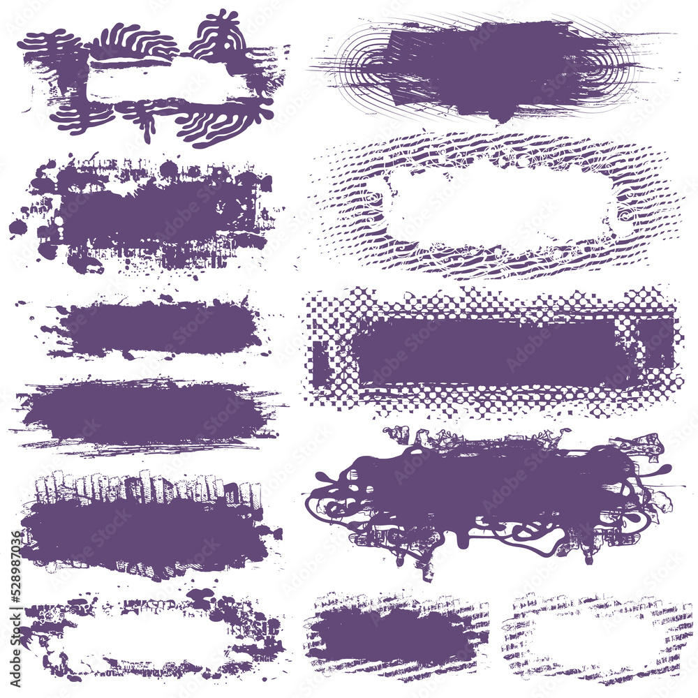Grunge plate halftone drawing textures set. Isolated hand drawn design ...