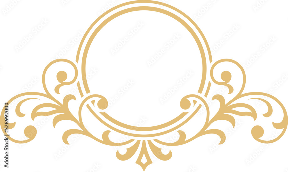 Golden badge template. Floral filigree round badge Stock Vector | Adobe ...