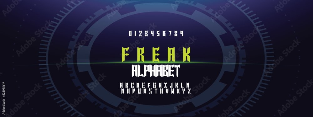 FREAK Sports minimal tech font letter set. Luxury vector typeface for ...