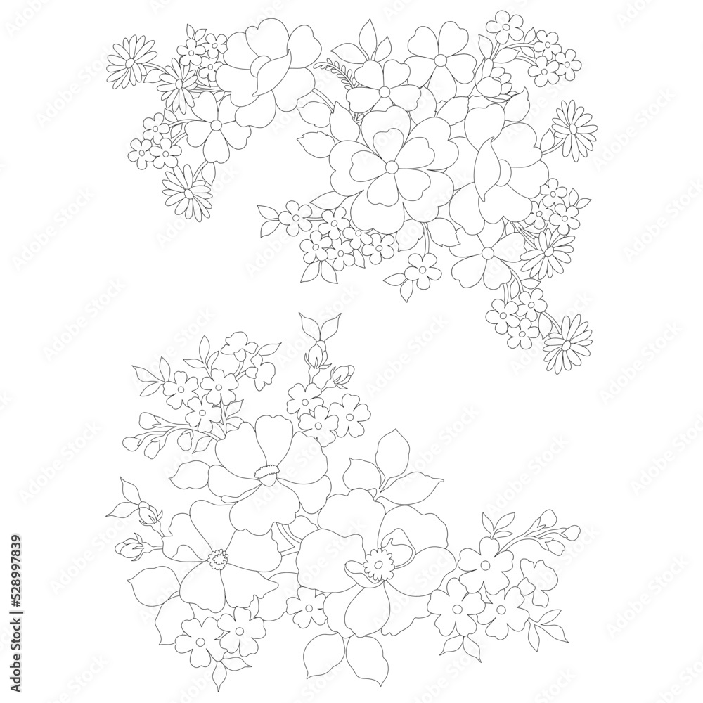 Flower Line Arts,Silhouette Art Line Flower Patterns,Outline Black And ...