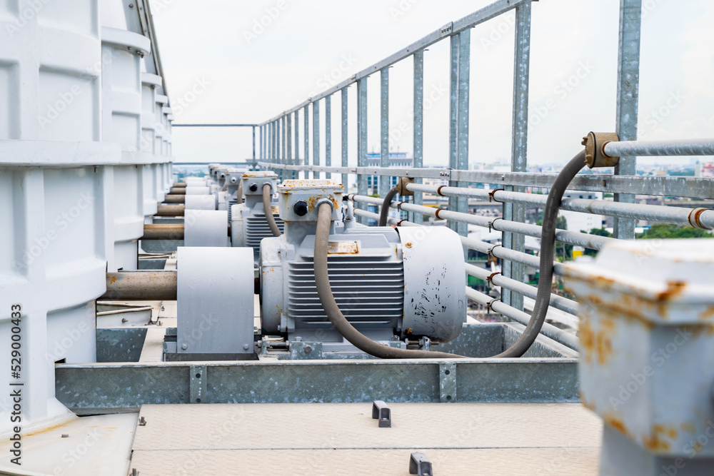 Electric motor industry in cooling tower system and install on rooftop ...