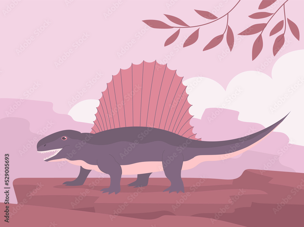 Dimetrodon dinosaur hunter of the Jurassic period. Fin plate on the ...