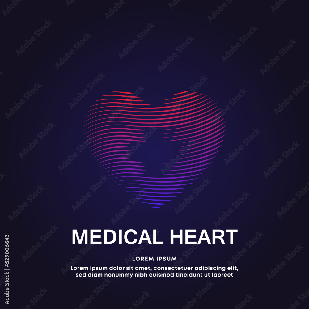 Human medical heart shape with cardio pulse flat line art structure ...