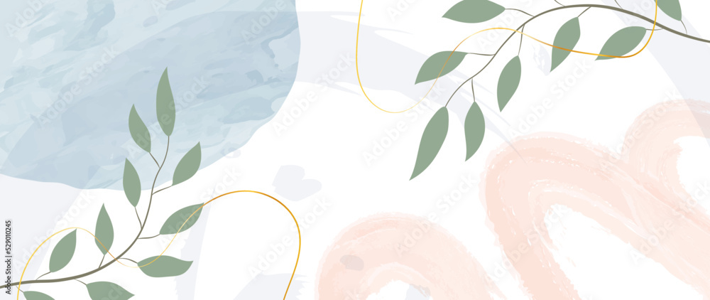 Vector pattern with tropical leaves on a pink pastel background with ...