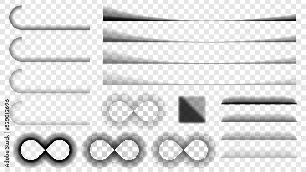 Set Collection Vector Transparent Overlay Black Soft Shadows Template ...