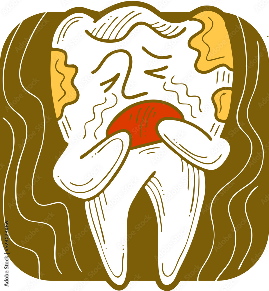 Root tooth cartoon character with problem and solution. Dental care for ...