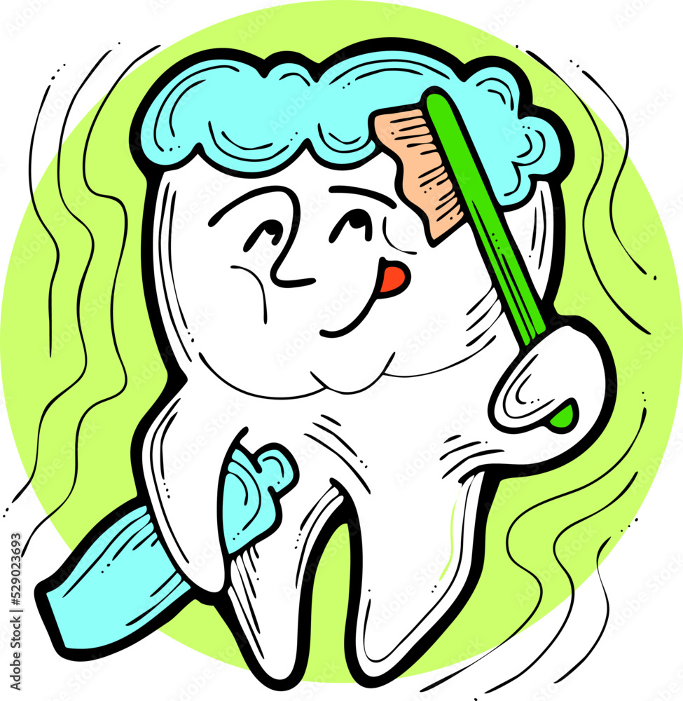 Root tooth cartoon character with problem and solution. Dental care for ...