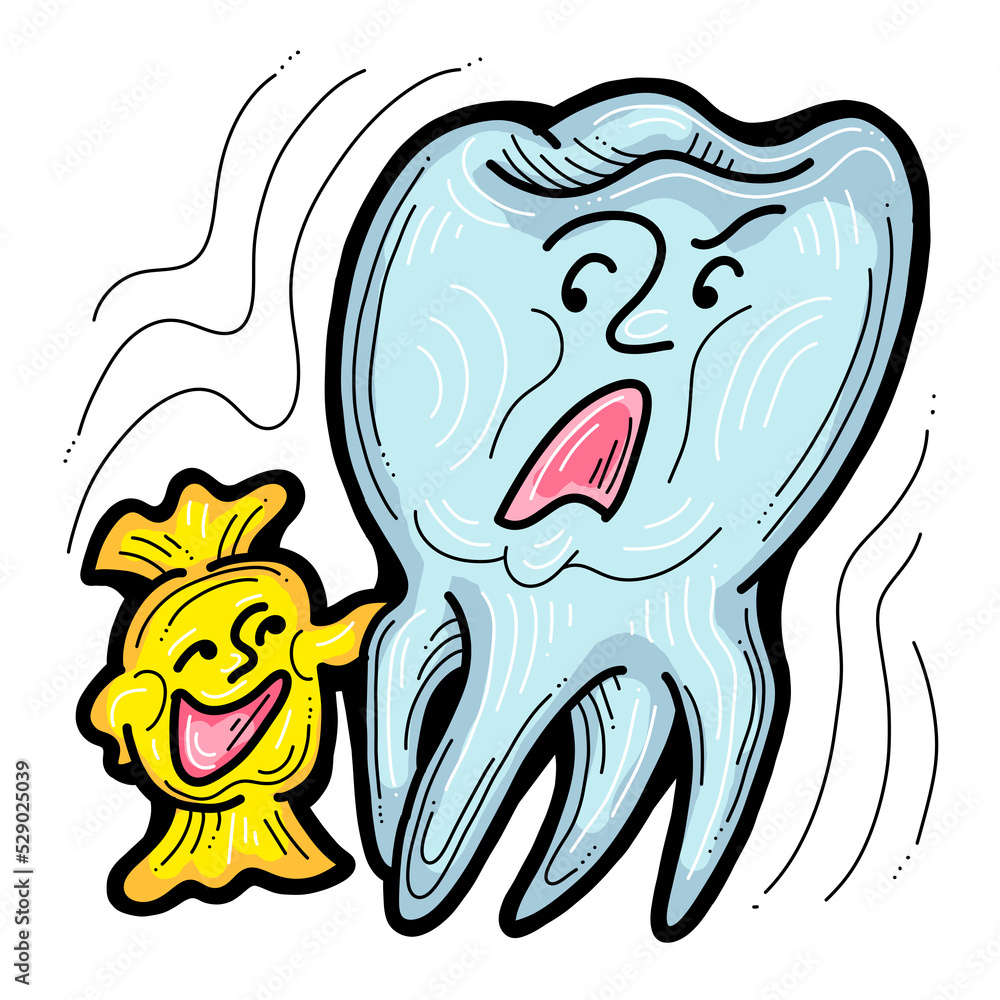 Root tooth cartoon character with problem and solution. Dental care for ...