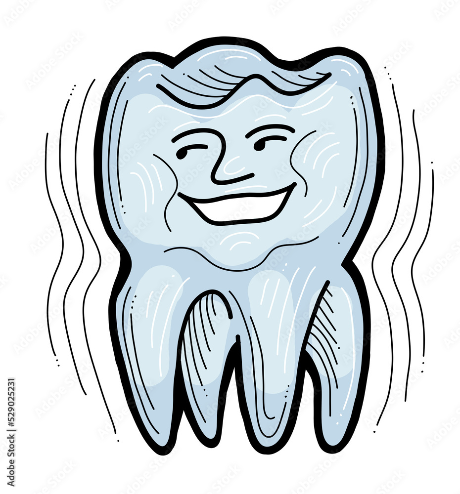Root tooth cartoon character with problem and solution. Dental care for ...