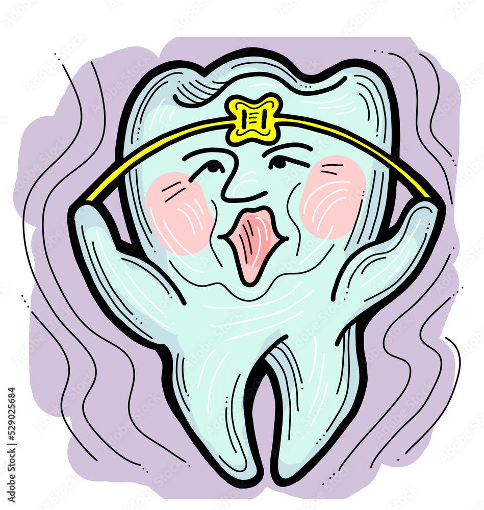 Root tooth cartoon character with problem and solution. Dental care for ...