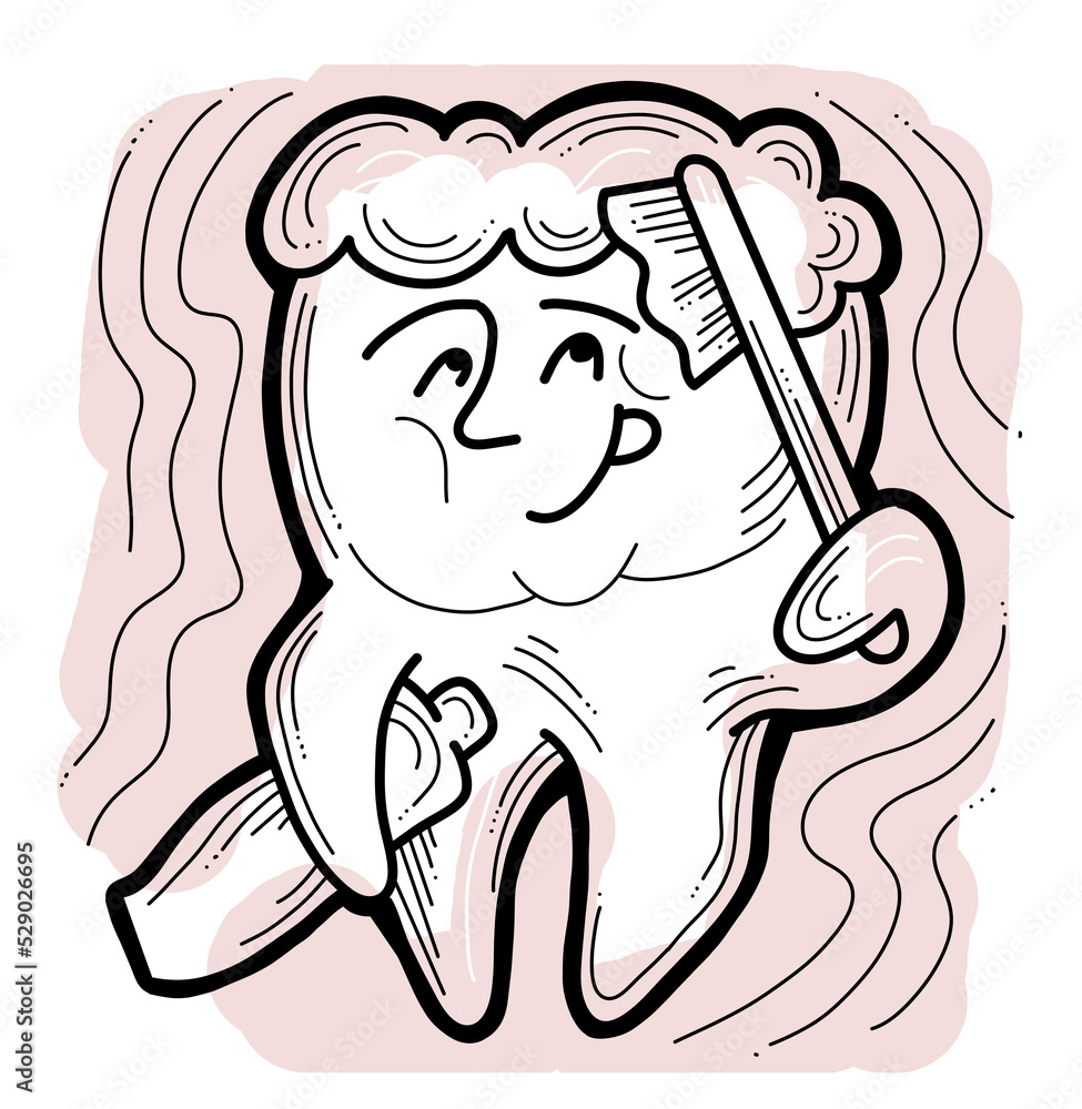 Root tooth cartoon character with problem and solution. Dental care for ...