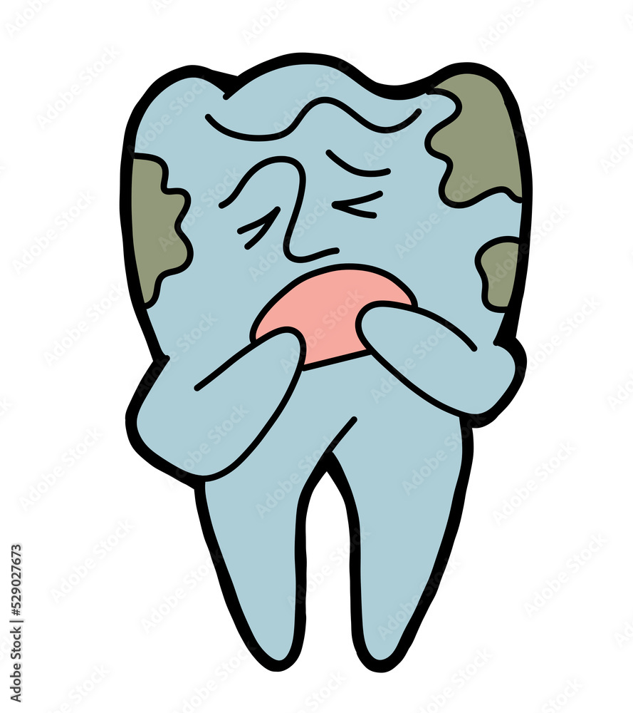 Root tooth cartoon character with problem and solution. Dental care for ...