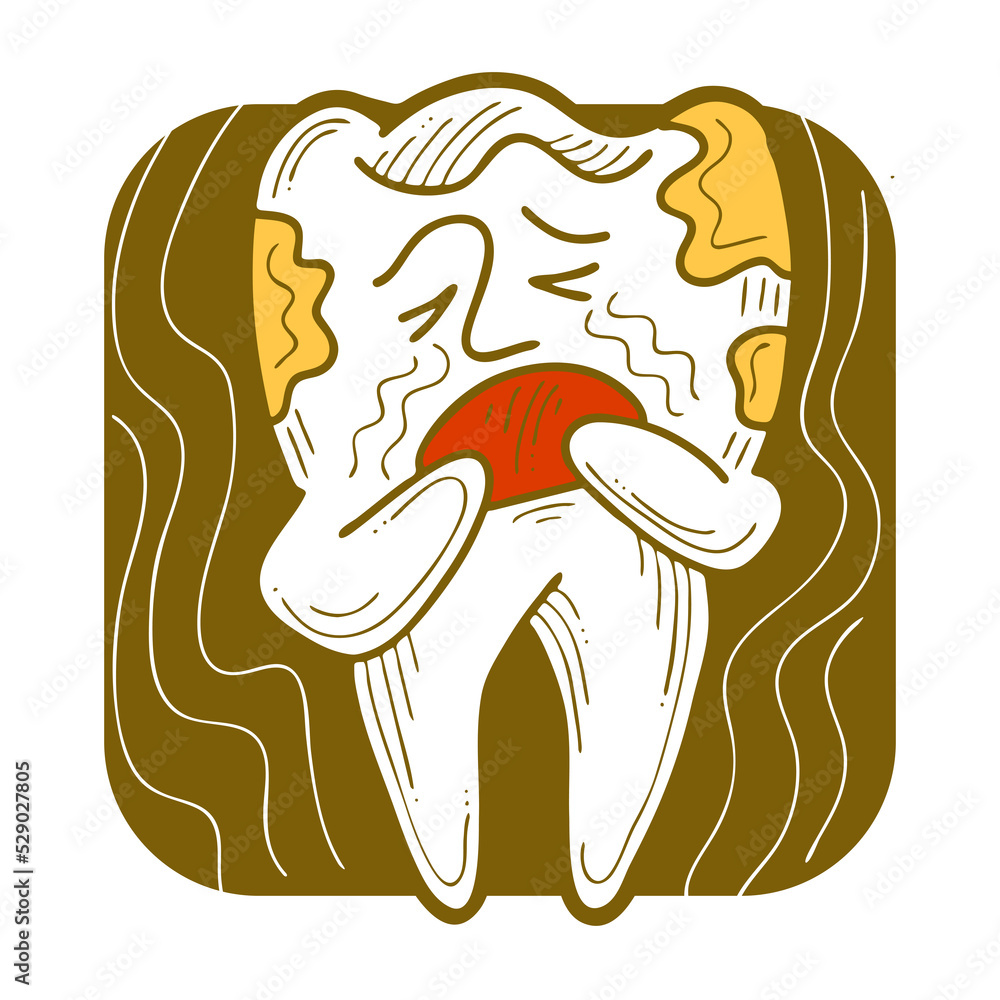 Root tooth cartoon character with problem and solution. Dental care for ...