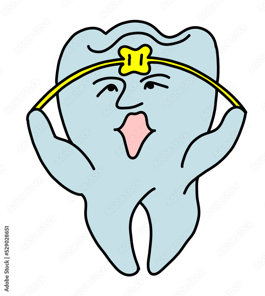 Root tooth cartoon character with problem and solution. Dental care for ...