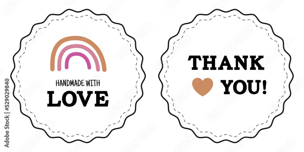 Handmade labels. Set of handmade badges and logo elements. Made with ...