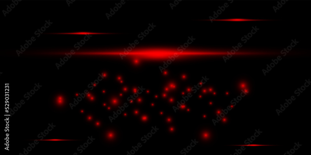 Red neon glowing beam of light exploded, star, explosion with dust and ...