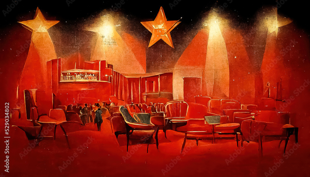 Antique theater poster with red curtain, vintage and old school, old ...