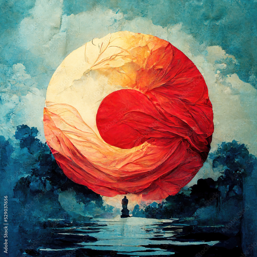 Abstract meaning of life painting with red circle Stock Illustration ...