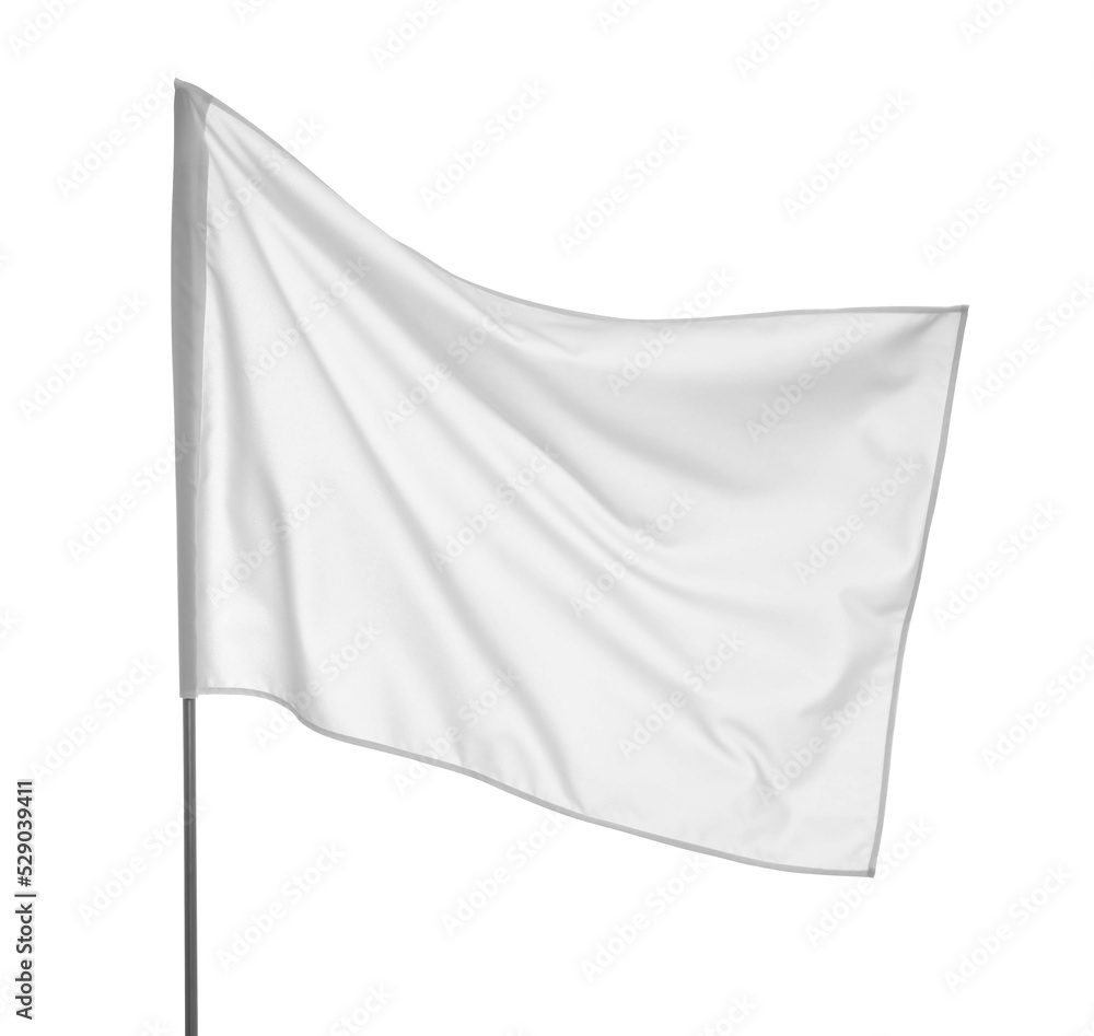 Blank flag isolated on white. Mockup for design Stock Photo | Adobe Stock