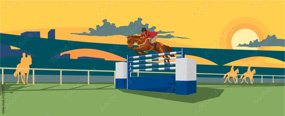 horse jumping Stock Vector | Adobe Stock