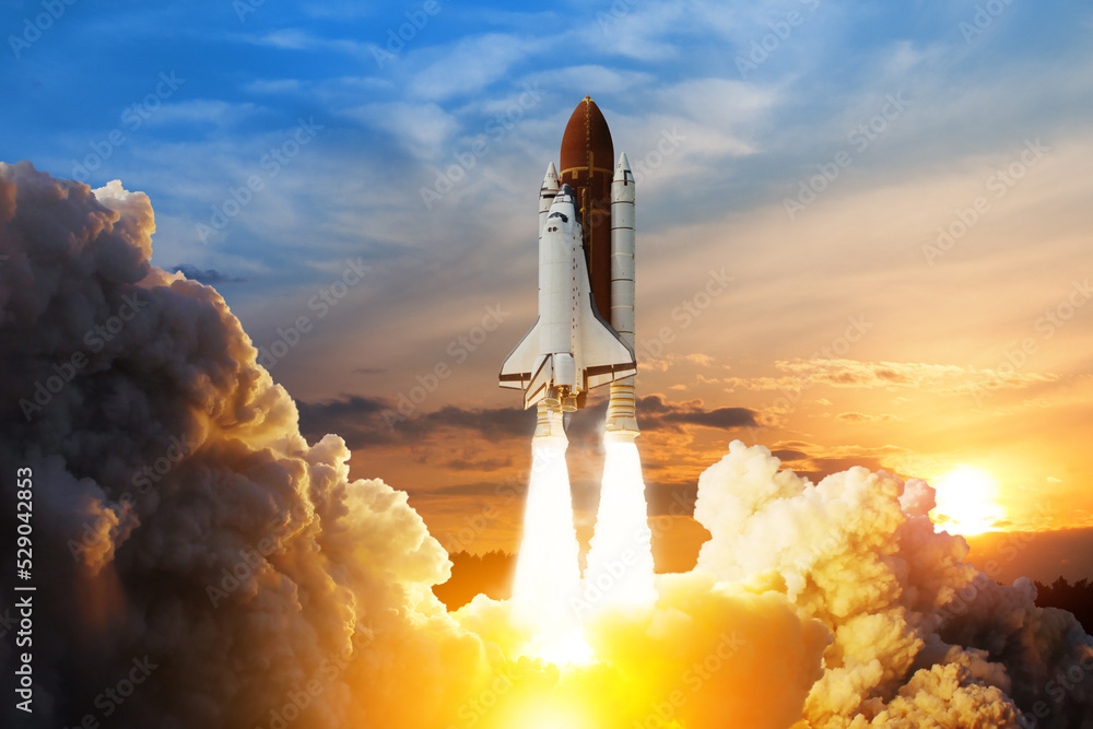 Space Shuttles Taking Off