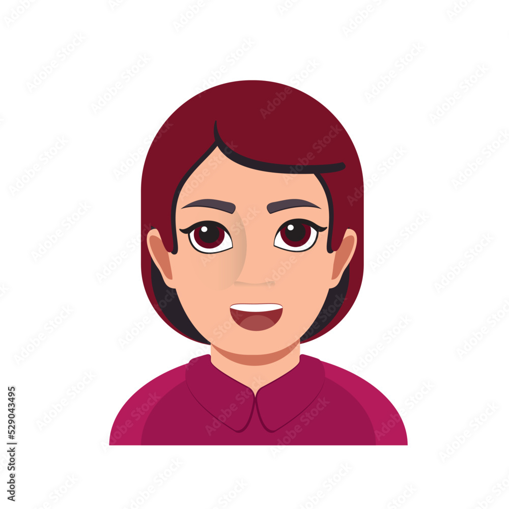 Emojis for women. Emoji-style face. vector illustration. Talking person ...