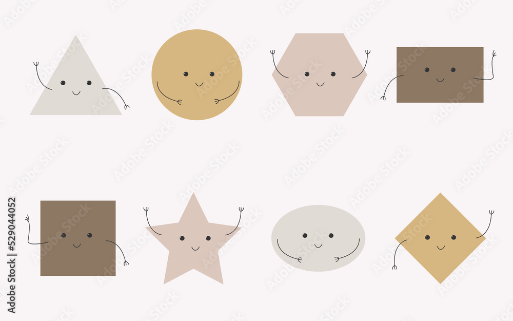 Vetor de Cute geometric shapes. Cartoon circle and square. Flat vector ...