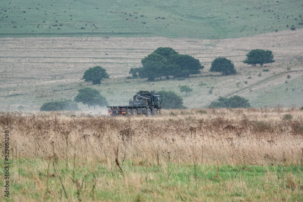 British army MAN SV HX60 8x8 EPLS Heavy Utility Truck in action on a ...