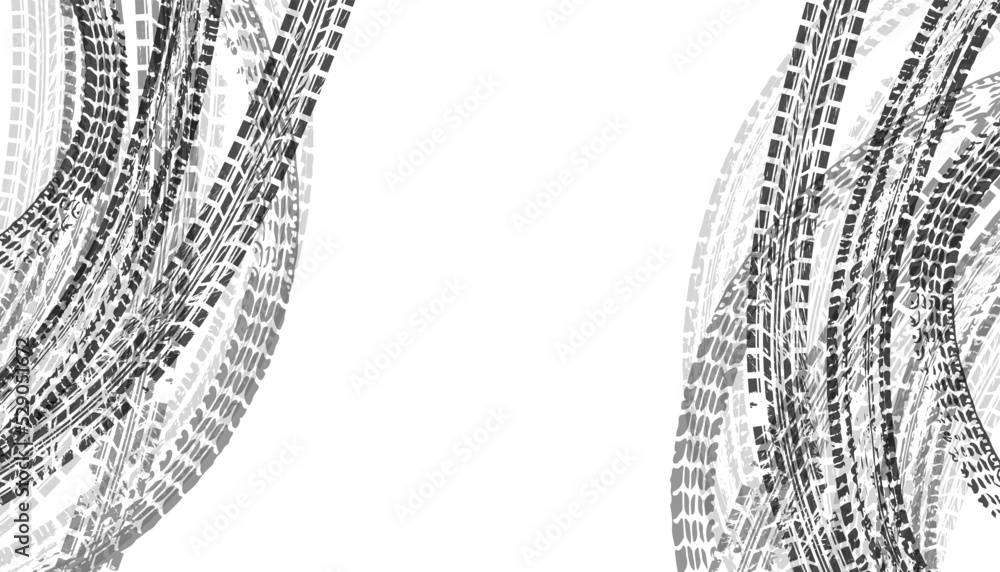 Background with tire wheel marks of cars. Vector illustration Stock ...