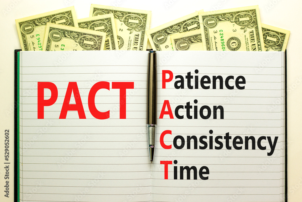 PACT patience action consistency time symbol. Concept words PACT ...