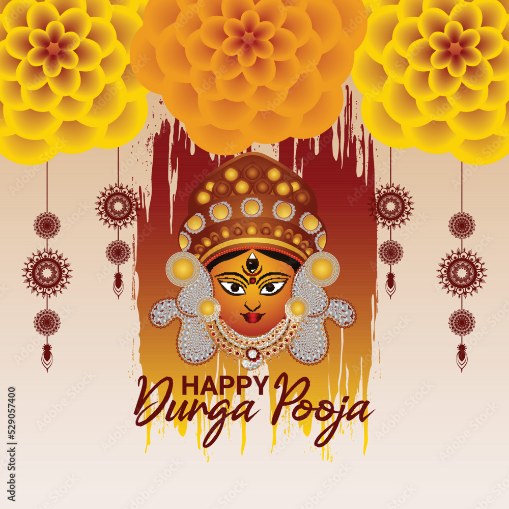 Happy durga pooja indian festival background Stock Vector | Adobe Stock