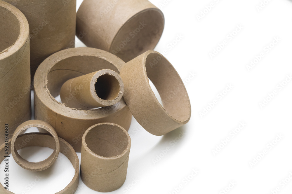 Cardboard cores of different sizes for winding various strips of ...